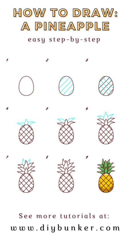How to Draw a Pineapple: Easy Step-by-Step Drawing [With Video]