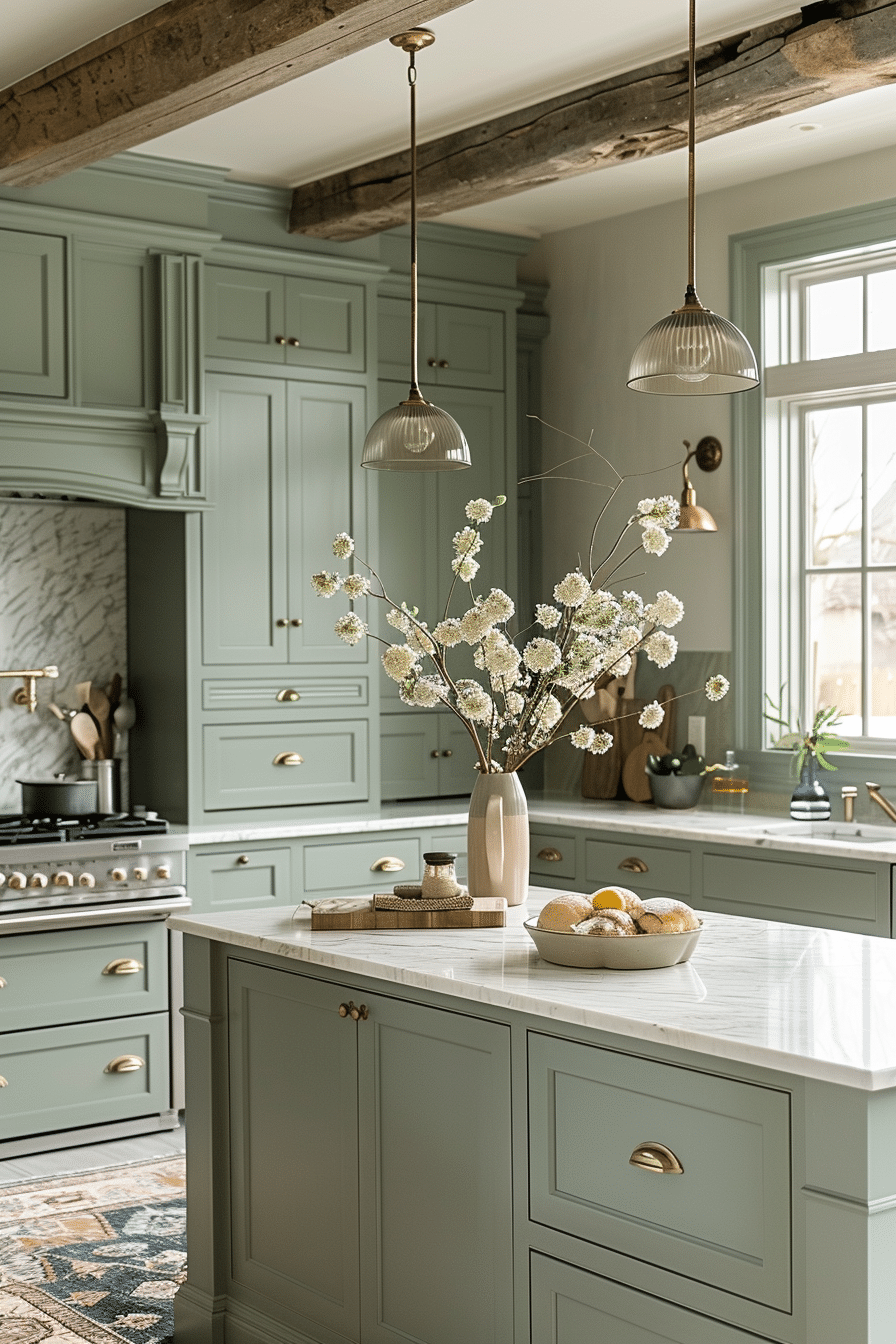 Serene Kitchens with Sage Green Cabinets