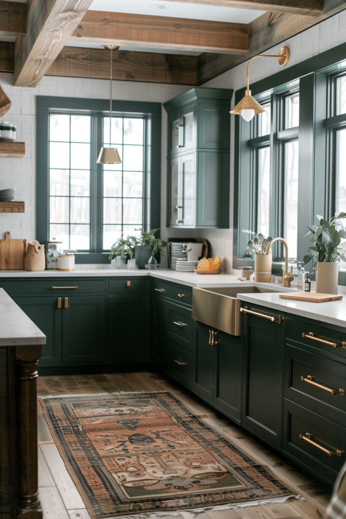 50+ Kitchens with Green Cabinets and Wood Accents