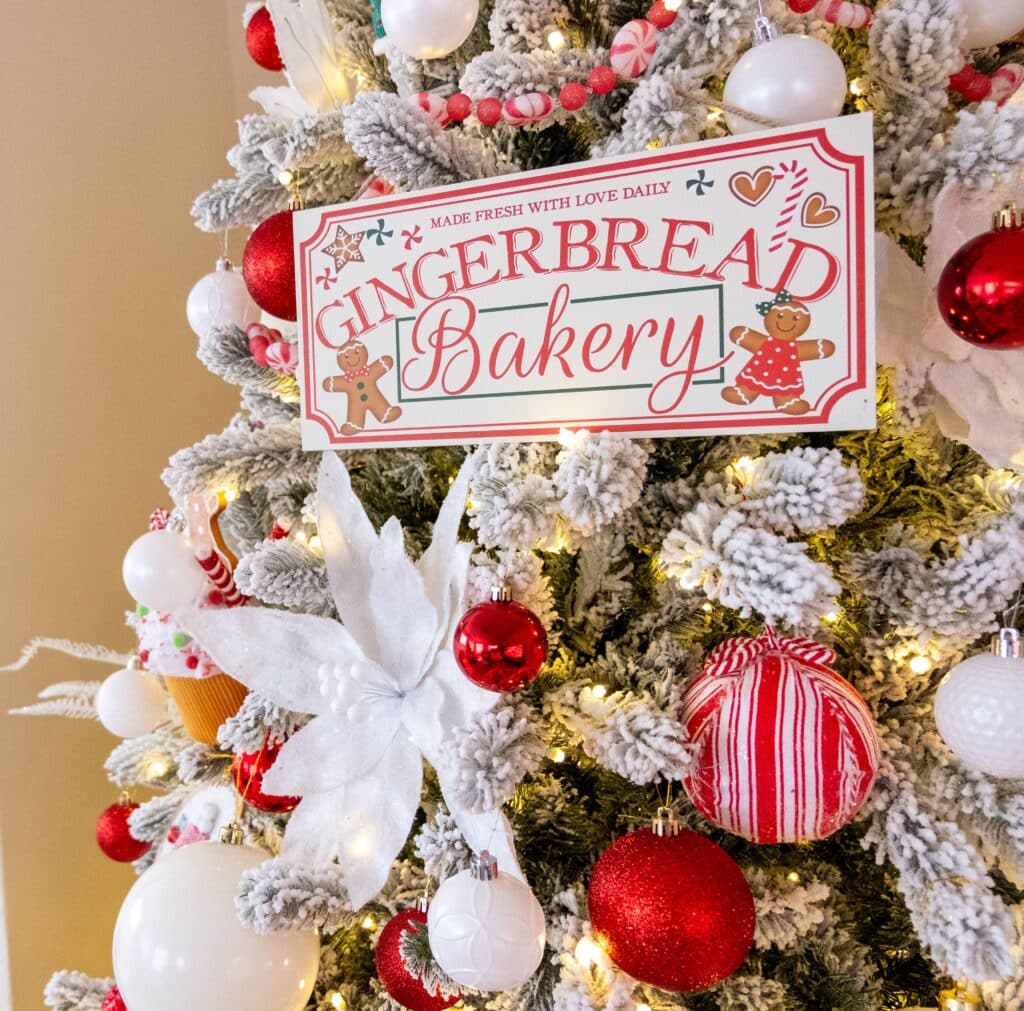Red and White Christmas Tree (Gingerbread-Themed)